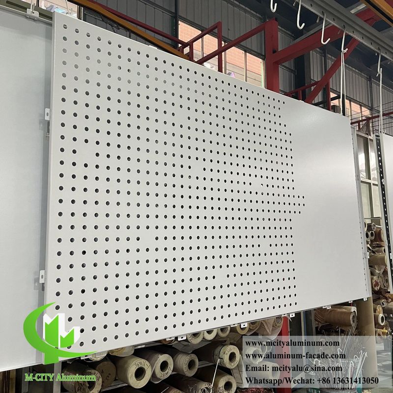 Perforating Metal Screen Aluminum Panel Powder Coated White Color For ...