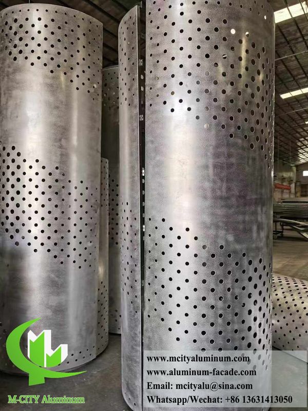 Perforated Aluminum Column Cladding with LED Light
