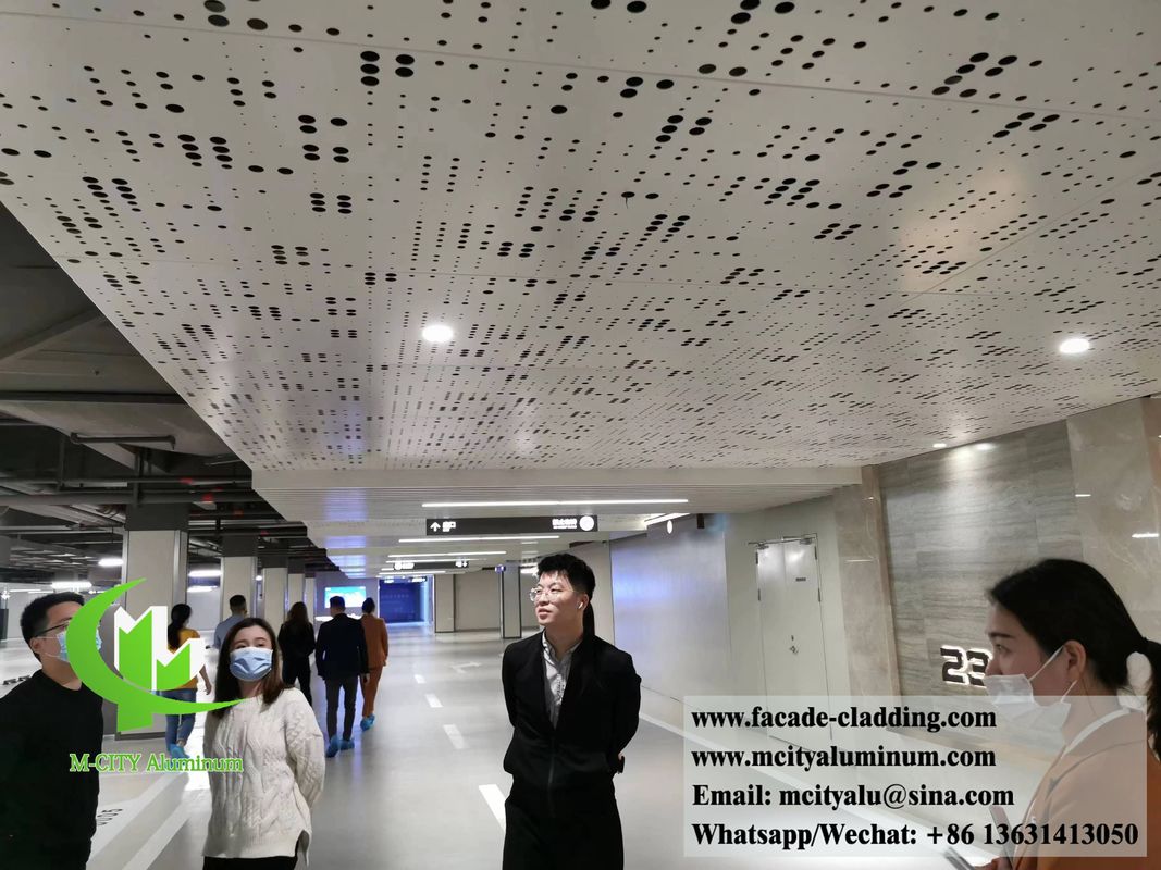 Perforated Aluminium Ceiling Solid Wall Cladding Powder Coated White Color
