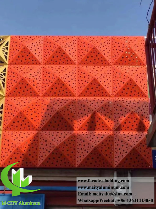 Red Color Metal Cladding 3D Design For Facade Wall Decoration PVDF ...