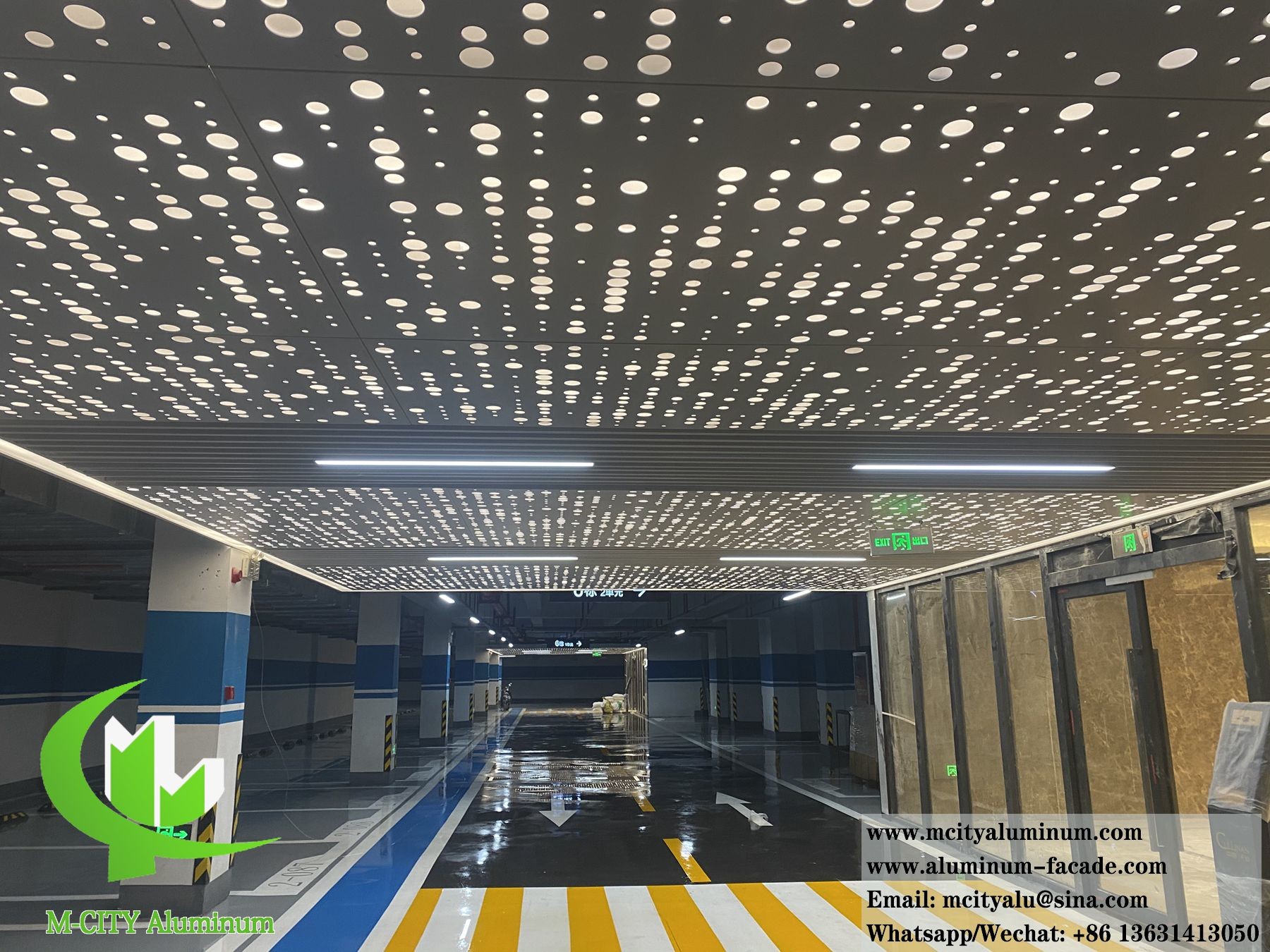 Perforated Metal Ceiling Aluminum Sheet Durable Material With LED Light ...