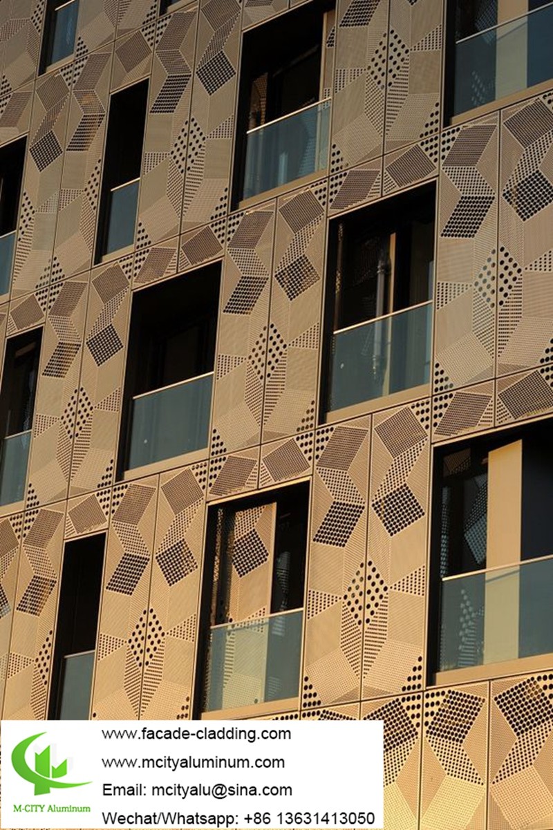 gold color Metal aluminium perforated facade cladding for facade ...