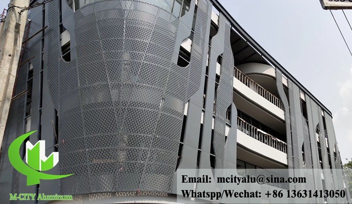 Peforated sheet aluminum facade cladding panel powder coated panel