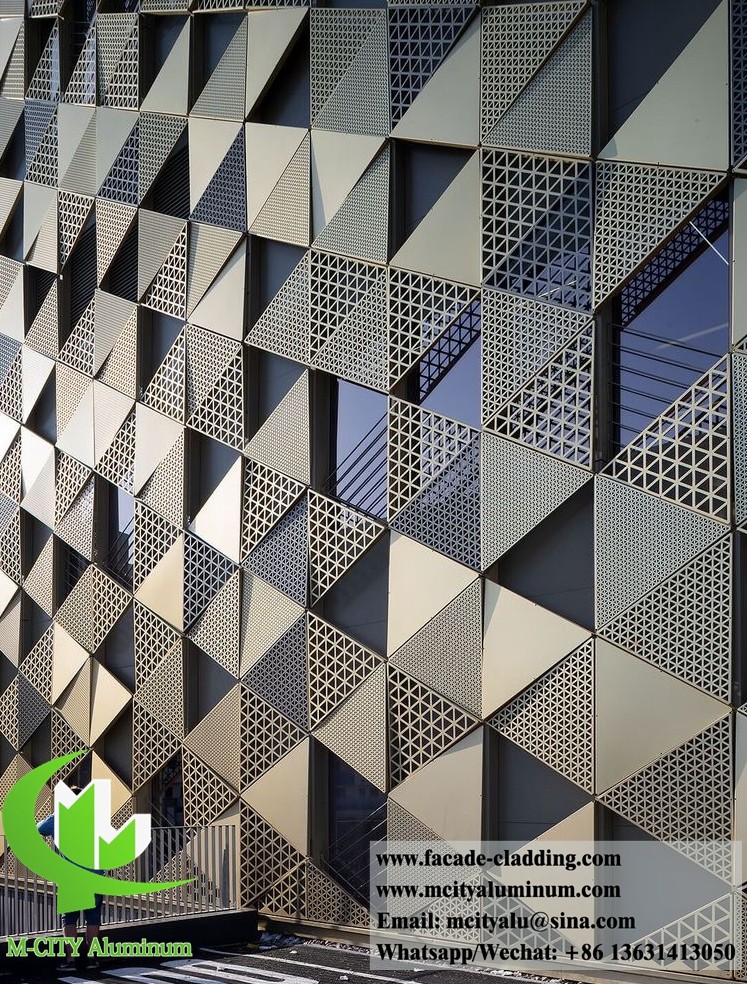 Triangle shape Perforated metal cladding aluminium facades for building ...