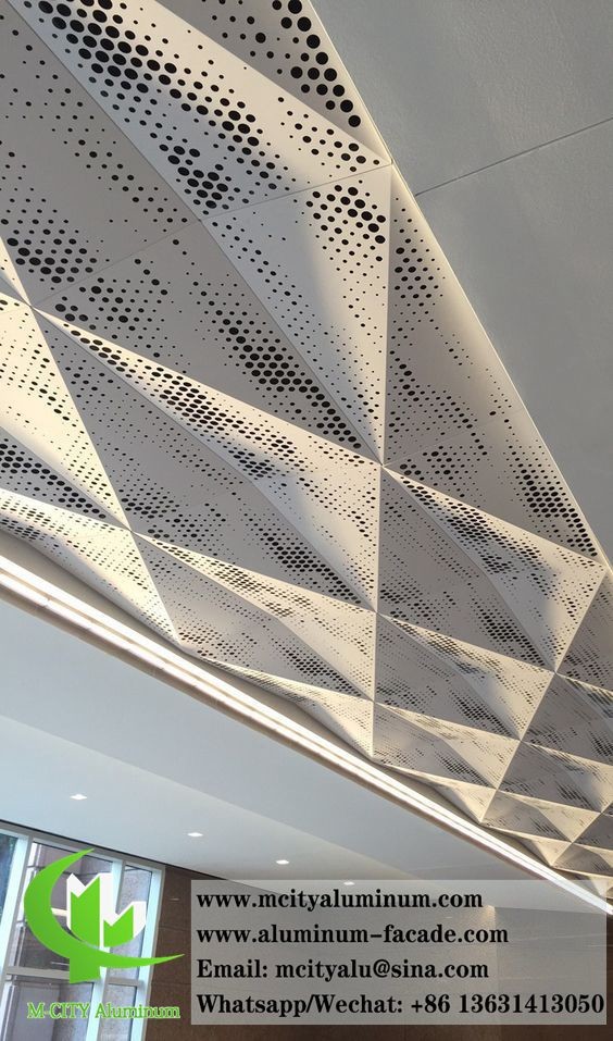 Perforated Metal Ceiling Aluminum Panel Decoration With LED Lighting
