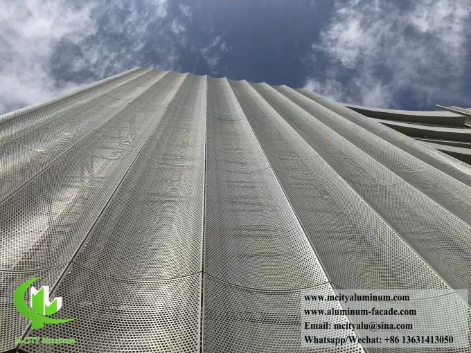 Perforated Curved Metal Facades Aluminum Cladding System PVDF Coating