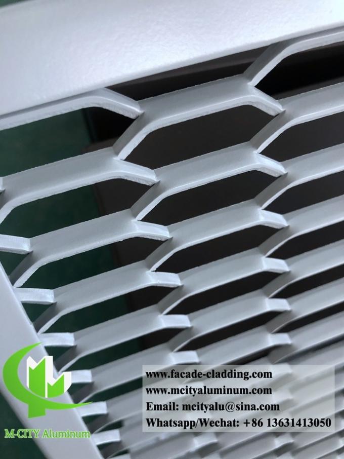 Aluminum expanded mesh architectural screen panel for exterior facade