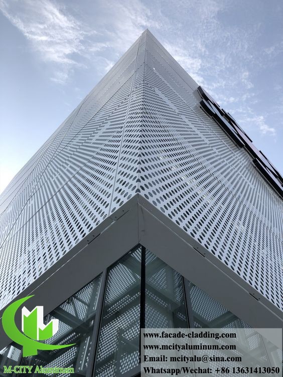 perforated aluminium cladding facade panel 3mm thickness 1m x 2m folded